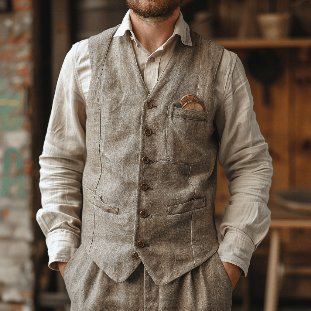 CROFT Structured Linen vest | OrganoLinen